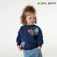 China Wholesale Baby Girls Patch Butterfly Sweatshirt Long Sleeve Toddler Pullover 100% Cotton for sale