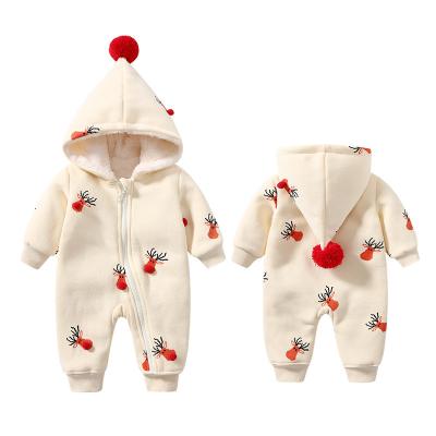 China Custom 100% Cotton Baby Christmas Elk Rompers Jumpsuit Winter Kids Clothing 200pcs MOQ for sale