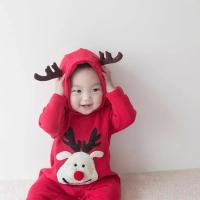 China Baby Girls Boys Christmas Romper Infant Long Sleeve Deer Jumpsuit 100% Cotton Custom Size for sale