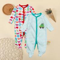 China Wholesale 100% Cotton Baby Onesie Footed Romper 0-24M Custom Print for sale