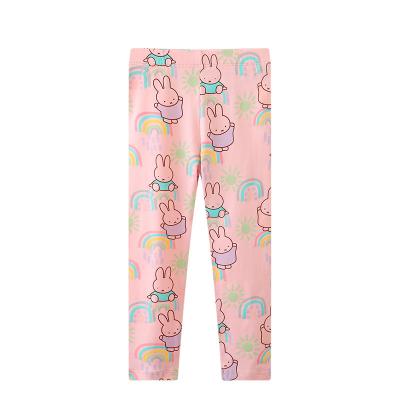 China Pink Full Print Knitted Cotton Baby Pants Leggings 0-24M Custom Size for sale