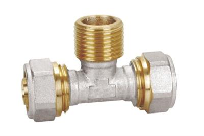 China PF5007 Brass Pex -al-pex Male Tee Pressure Max 25 Bar Threaded ISO228/1 16X1/2