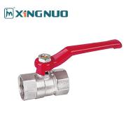 China Female Hexagonal Brass Ball Valve Threaded Nickel Plated 1 Inch 2 Inch Sand Blaster Red Handle for sale