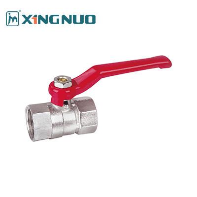 China Female Hexagonal Brass Ball Valve Threaded Nickel Plated 1 Inch 2 Inch Sand Blaster Red Handle for sale