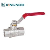 China Pipe Fitting Water Female Hexagonal Threaded Brass Ball Valve Nickel Plated  1 Inch 2 Inch Sand Blaster Red Handle for sale