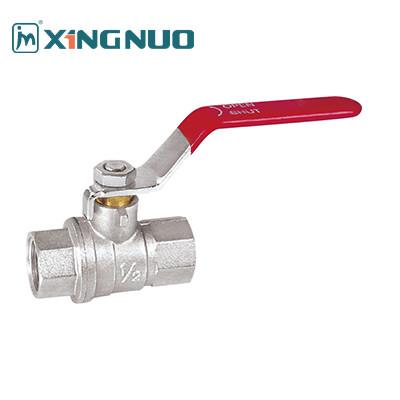 China Pipe Fitting Water Female Hexagonal Threaded Brass Ball Valve Nickel Plated  1 Inch 2 Inch Sand Blaster Red Handle for sale