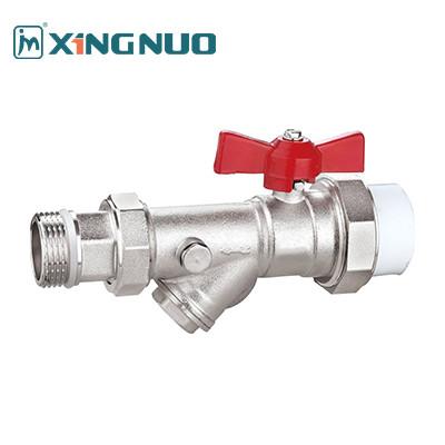China Y Tape 3 Way Brass Ball Valve Butterfly Lever Nickel Plated Nominal Pressure Max 25 Bar Water Filting for sale