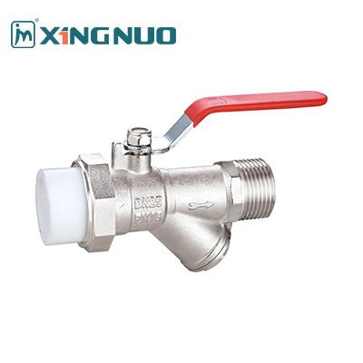 China Y Tape Red Handle Forged Brass Boby Female And Female Threaded 3 Way Ball Valve 1/2 Inch 3/4 Inch for sale