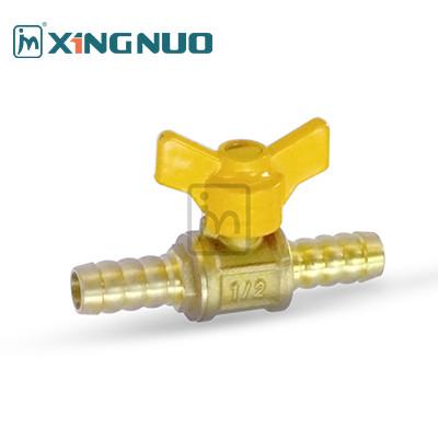 China 1/2 Inch Brass Gas Ball Valve With Yellow Butterfly Handle And Quick Connection For Pipe Fitting for sale