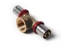 China 150 PSI Brass Compression Tee Fitting for Industrial Press Fitting PEX 16-32mm Female Thread Tee Brass Pex Pipe Fittings for sale