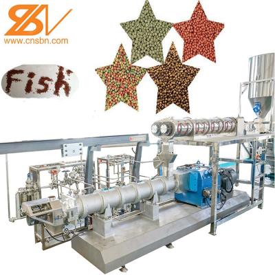 China Double Screw Fish Feed Extruder 200-260kg/h Floating Feed Production Line Machine for sale