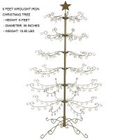 China Modern 6 Feet Golden Iron Freestanding Christmas Tree Holiday Centerpiece for Business Venues for sale