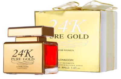 China Lonkoom 24k Gold Perfume Eau De Parfum 100ml Sweet Fruity Fragrance for Women for sale