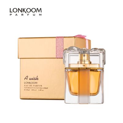 China A Wish LONKOOM Gold 100ml EDP Perfume for Women Oriental-Fruit Long Lasting OEM for sale