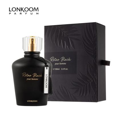 China LONKOOM Retro Black Eau De Parfum 100ml Long Lasting Leather Scent for Men for sale