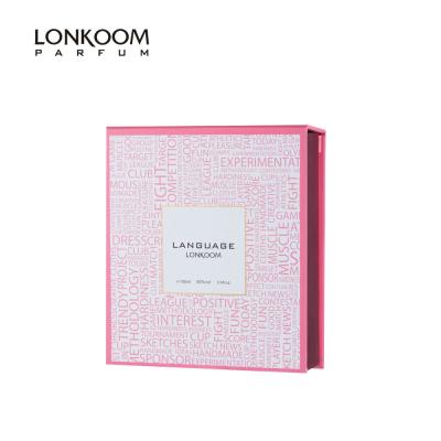 China Lonkoom Language Pink Eau De Parfum 100ml Woody Floral Women Perfume OEM for sale