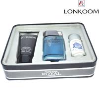 China Lonkoom Royal 100ml EDP Perfume Gift Set for Men Long Lasting Woody Scent Spray for sale