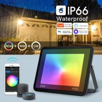 China Smart RGB TUYA Flood Light 50W , Compatible Waterproof Outdoor LED Flood Lights for sale