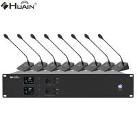 China HUAIN 8 Channel Wireless Microphone System Gooseneck Mic for Conference Room for sale