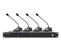 China Wireless Microphone System Physical Button UHF 4 Channel Lecture Desktop Gooseneck Mic for Karaoke Church Conference for sale