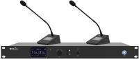 China Wireless Microphone System Physical Button UHF 4 Channel Lecture Desktop Gooseneck Mic for Karaoke Church Conference for sale