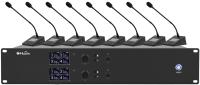 China Wireless Microphone System Physical Button UHF 4 Channel Lecture Desktop Gooseneck Mic for Karaoke Church Conference for sale