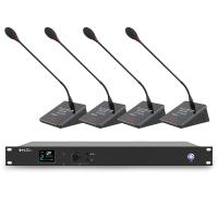 China Wireless Microphone System Pro UHF 4 Channel Lecture Desktop Gooseneck Mic for Karaoke Church Conference for sale