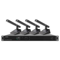 China Wireless Microphone System Pro UHF 4 Channel Lecture Desktop Gooseneck Mic for Karaoke Church Conference for sale
