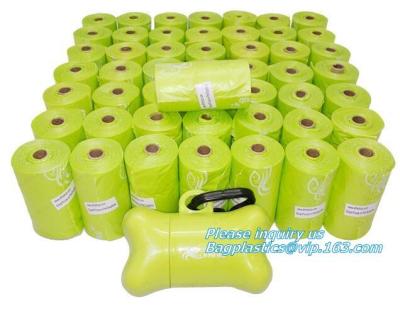 China Plastarch Disposable PE Gloves Dog Poop Picker Bags Plastic Cleaning Gloves, Bags On Roll With Dispenser And Leash Clip for sale