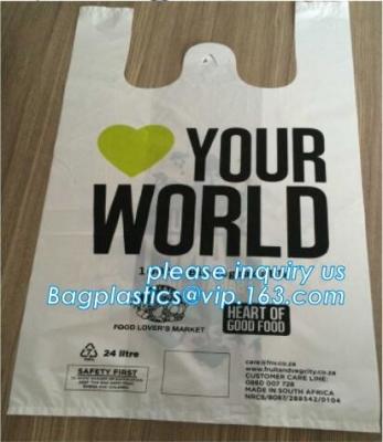 China En13432 Certified Custom Printed Wholesale Biodegradable Compostable Plastic Pharmacy Bag With Singlet Handle BAGS for sale