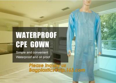 China Disposable CPE plastic gown/Plastic coat Elastic cuff/Thumb Cuff,disposable hospital CPE isolation gown /protection gown for sale
