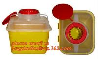 China Hospital Medical Waste Box Disposable Plastic Sharp Container,yellow round shape 0.8L 2L 4L 6L bio medical waste bin squ for sale
