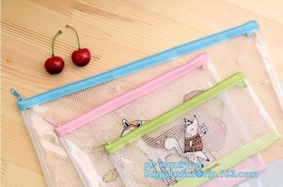 China zipper PVC file bag with ESD anti static function A4, printing pvc document bag/ mesh/ soft bag, high temperature resist for sale