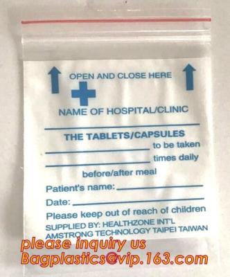 China Custom printed LDPE medical k pills medicine zipper resealable small plastic bag, medical grade clear plastic zipp for sale