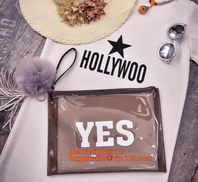 China Gift Shopping Bags With Handles Customized Pvc Bag, Stationery Handle Bags With Slider Zipper, PVC Handle bag for sale