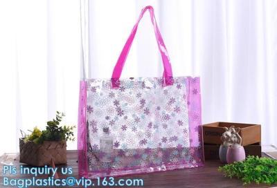 China pvc inflatable shoulder beach bag, PVC Transparent Drawstring Shoulder Handbag, Beach Tote Shoulder Bag With Inner Pouch for sale