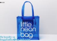 China pvc gift bag / transparent shopping bag / wholesale china pvc handbags, PVC coated shopping bag, rope handle clear pvc b for sale