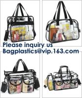 China Clear PVC Bag With Zipper Interior Pouch And Detachable Shoulder Strap,Cosmetic Tote Bags With Zipper Closure, bagease for sale