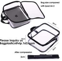China Clear Zipper Bag With Compression Packing Closure,Toiletry Bag With Pink Trim And Zipper Closing PVC zipper pouch bageas for sale