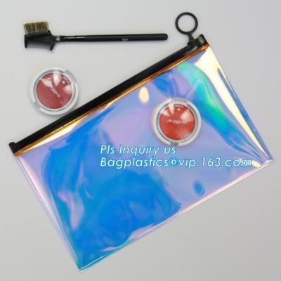 China PVC slider zipper cosmetic makeup bag and pouch, Comfortable touching matt finishing slider k stand up bag foggy e for sale