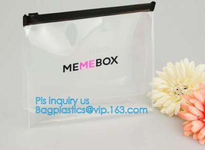 China fashion thick clear retail custom printed pvc slider zipper bag, mini plastic zipper cosmetic slider zip bags with print for sale