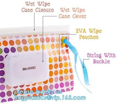 China reusable baby tissue pouch plastic EVA travel wet wipe container bag, UV Printed Zip Top Travel Plastic EVA Baby Tissue for sale