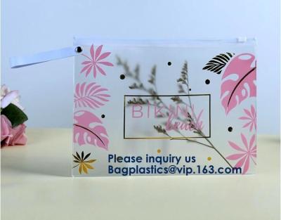 China Logo Printed Slider Zipper Clear Pvc Bag For Package Vinyl Transparent Pvc Bag Cosmetic Packing,Zipper Closure Design for sale