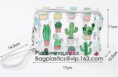 China Cute Unicorn PVC Transparent Travel Accessory Cosmetic Bag Waterproof Makeup Pouch Cactus Flamingo Wash Kits Organizer for sale