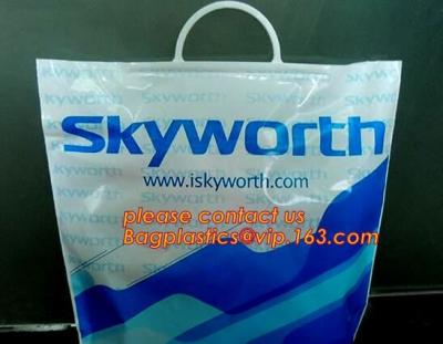 China Heavy Duty Customized Printing Rigid Snap Handle Hard Plastic Bag,LDPE Rigid Handle Personal Belonging Bag bagplastics for sale