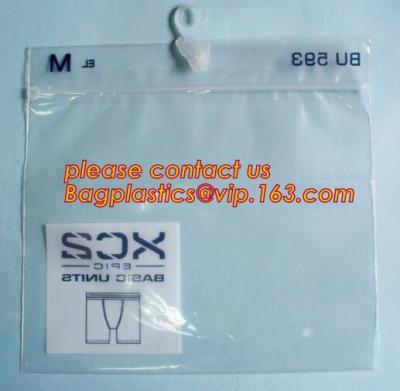 China Underwear Bag White Hanger Pvc Waterproof Bag With Zip Lock, Bag For Plastic Side Zipper Underwear Bag for sale