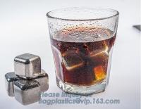 China 4pcs/set plastic box ice cube chilling stone set, FDA LFGB Stainless Steel Ice Cube Whisky Stone bar accessories, bageas for sale