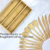 China 12-Piece Reusable Bamboo Flatware Set with Portable Storage Case,Chopping Board,Cheese Board,Pizza Board,Drawer Organzie for sale