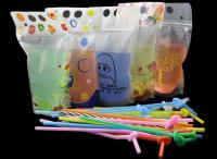 China Stand Up Reclosable Zipper Clear Drink Pouches Bags with Plastic Straw, 8mil Hand-held Drinking Bags 15