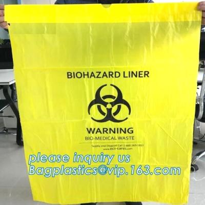 China Disposable plastic biohazard bags infectious linen waste bags, Yellow Biohazard Waste Bag Medical Specimen Transport Bag for sale